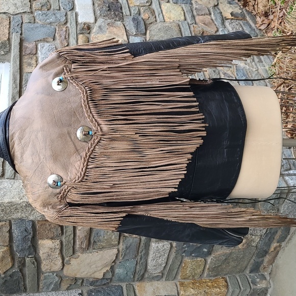 Unik | Jackets & Coats | Unik Fringe Concho Vintage Leather Motorcycle ...
